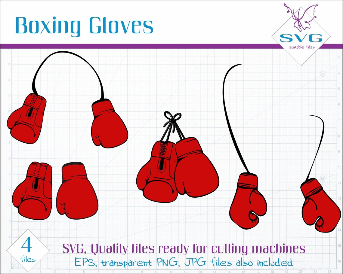 Red Boxing Gloves SVG Clipart, Vector Clip Art, Boxing SVG File, Boxing ...