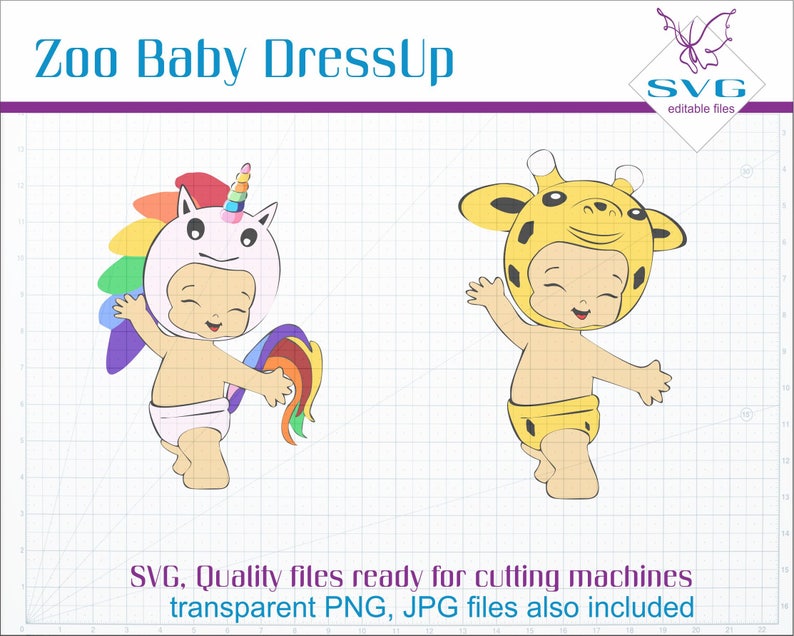 Zoo Animals Costume Baby Clipart Animal Kawaii Kids Cutting - Etsy