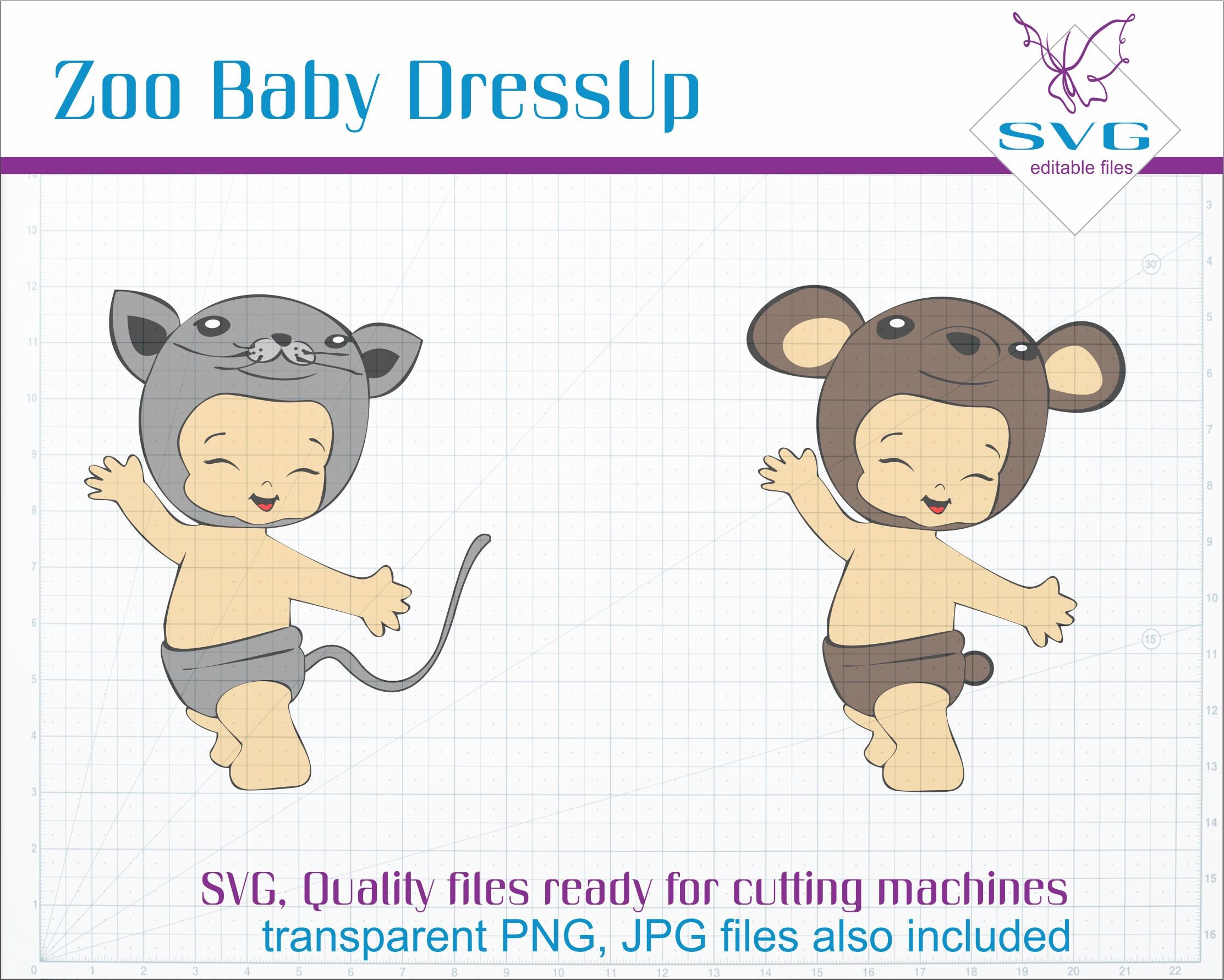 Zoo Animals Costume Baby Clipart Animal Kawaii Kids Cutting - Etsy