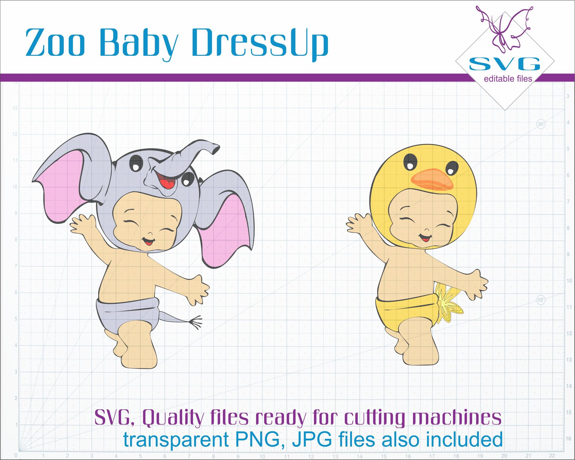 Zoo Animals Costume Baby Clipart Animal Kawaii Kids Cutting - Etsy