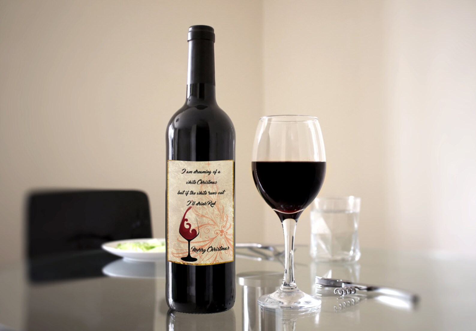 White Christmas Tree Wine Christmas Wine Label Wine Bottle - Etsy