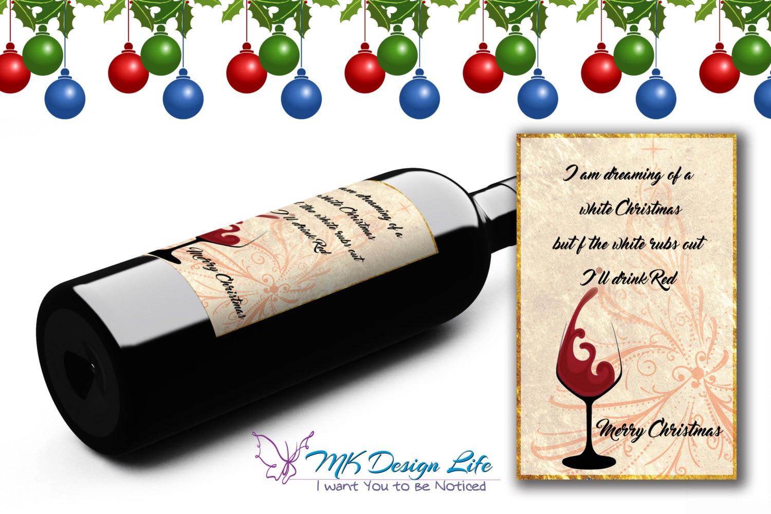 White Christmas Tree Wine Christmas Wine Label Wine Bottle - Etsy