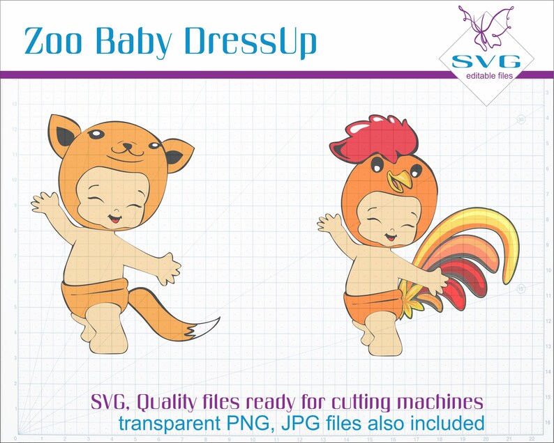 Zoo Animals Costume Baby Clipart Animal Kawaii Kids Cutting - Etsy