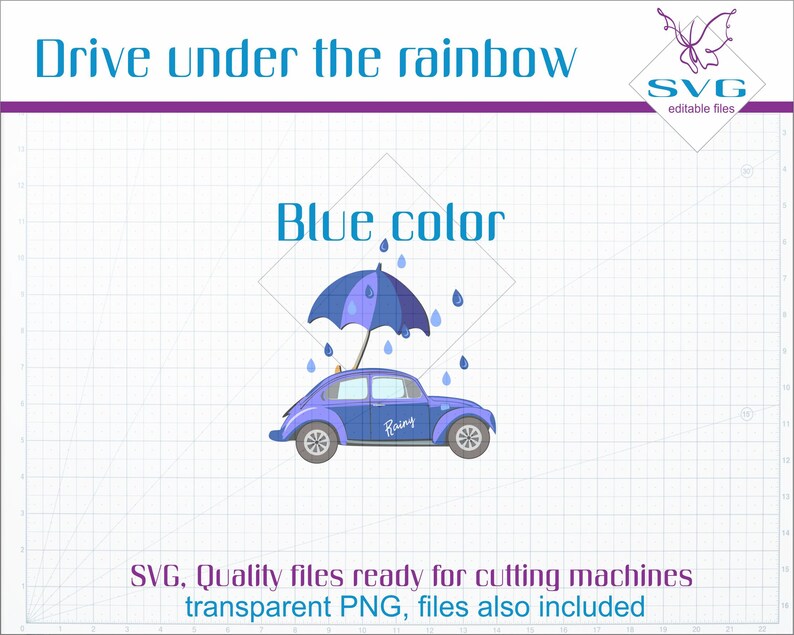 Rainbow Car SVG Clipart, Vector Car Clip Art, Cars SVG File, Colorful ...