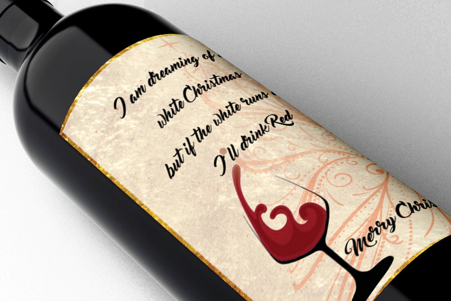 White Christmas Tree Wine Christmas Wine Label Wine Bottle - Etsy