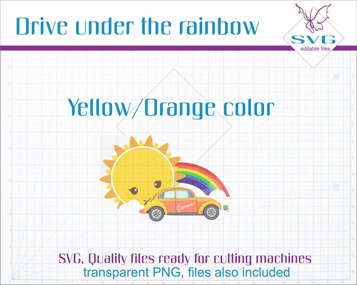 Rainbow Car SVG Clipart, Vector Car Clip Art, Cars SVG File, Colorful ...
