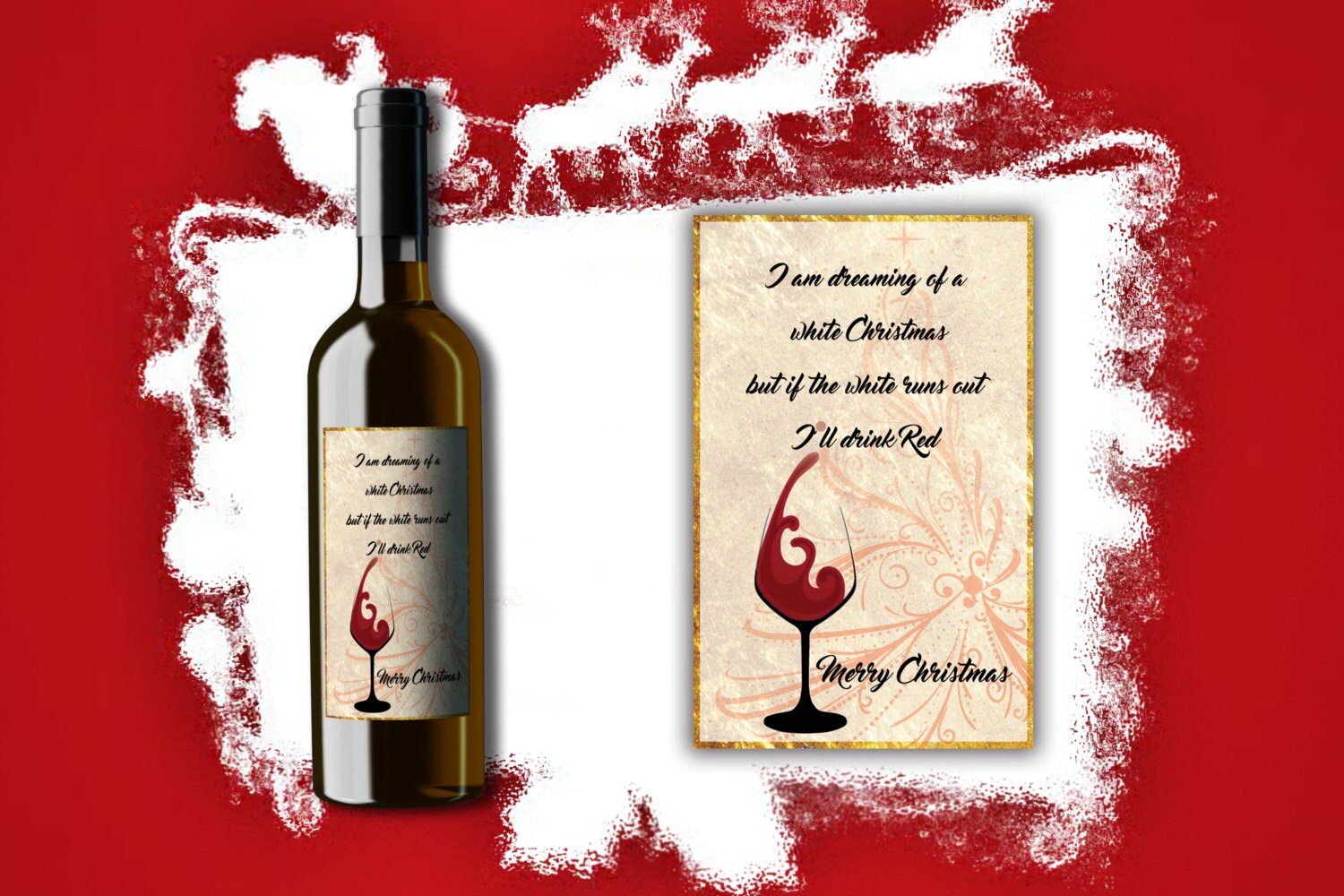 White Christmas Tree Wine Christmas Wine Label Wine Bottle - Etsy