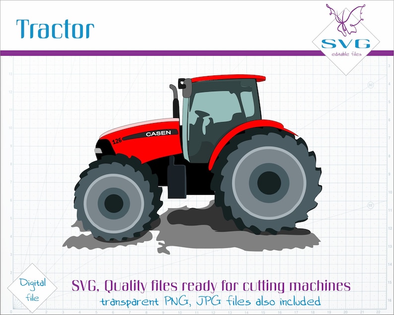 Red Tractor SVG Clipart, Vector Clip Art, Modern Truck SVG File ...