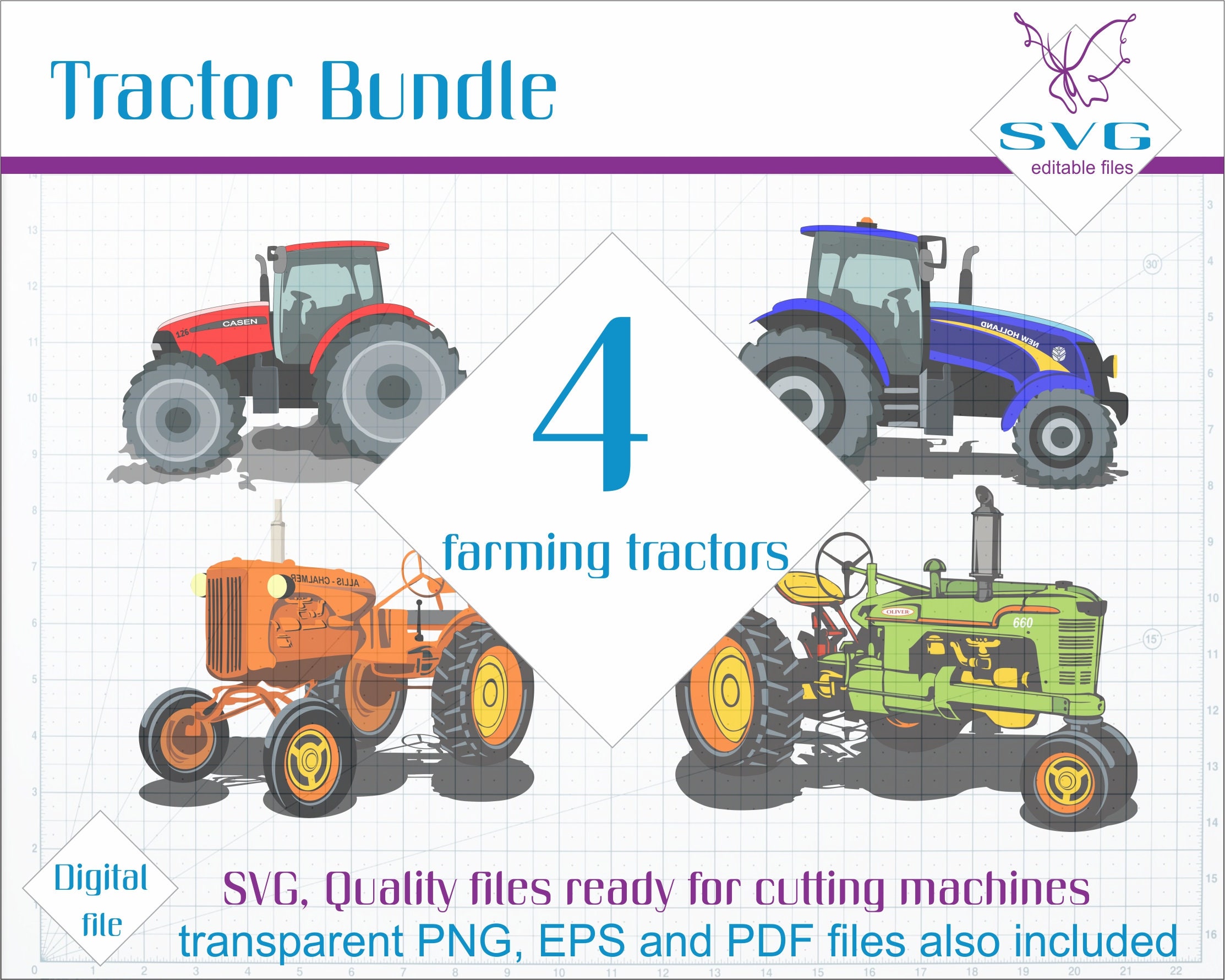 Farming SVG, Tractor PNG Clipart, Vector Clip Art, Modern Trucks SVG ...