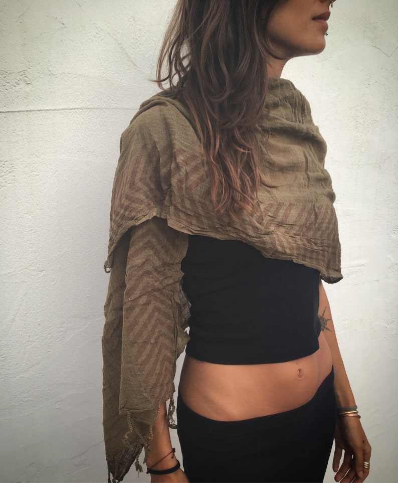 Thin Raw Cotton Scarf With Hand Block Chevron Print - Etsy