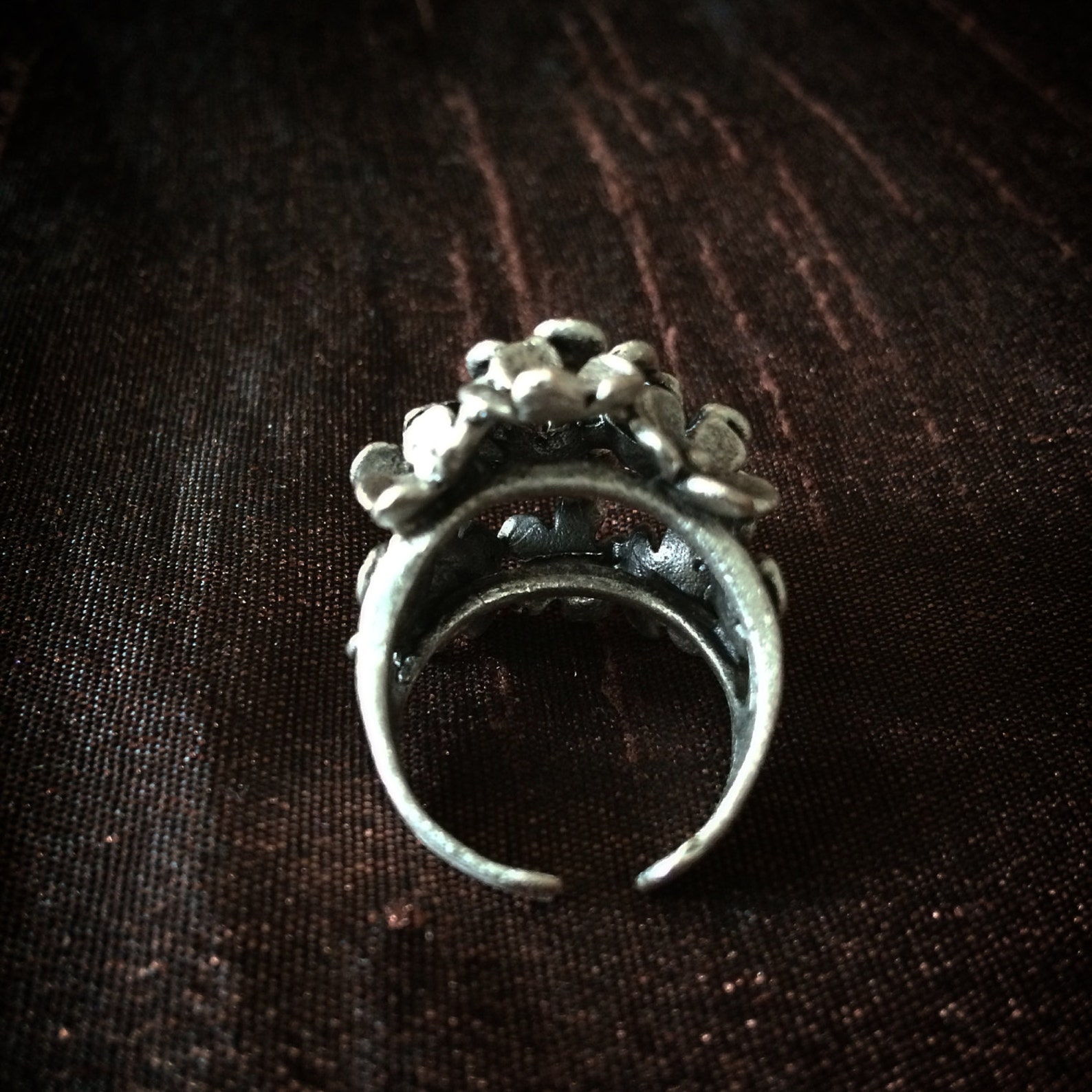 Flower Power Ring, Bouquet Ring, Dome Zamak Silver Plated, Hippy ...