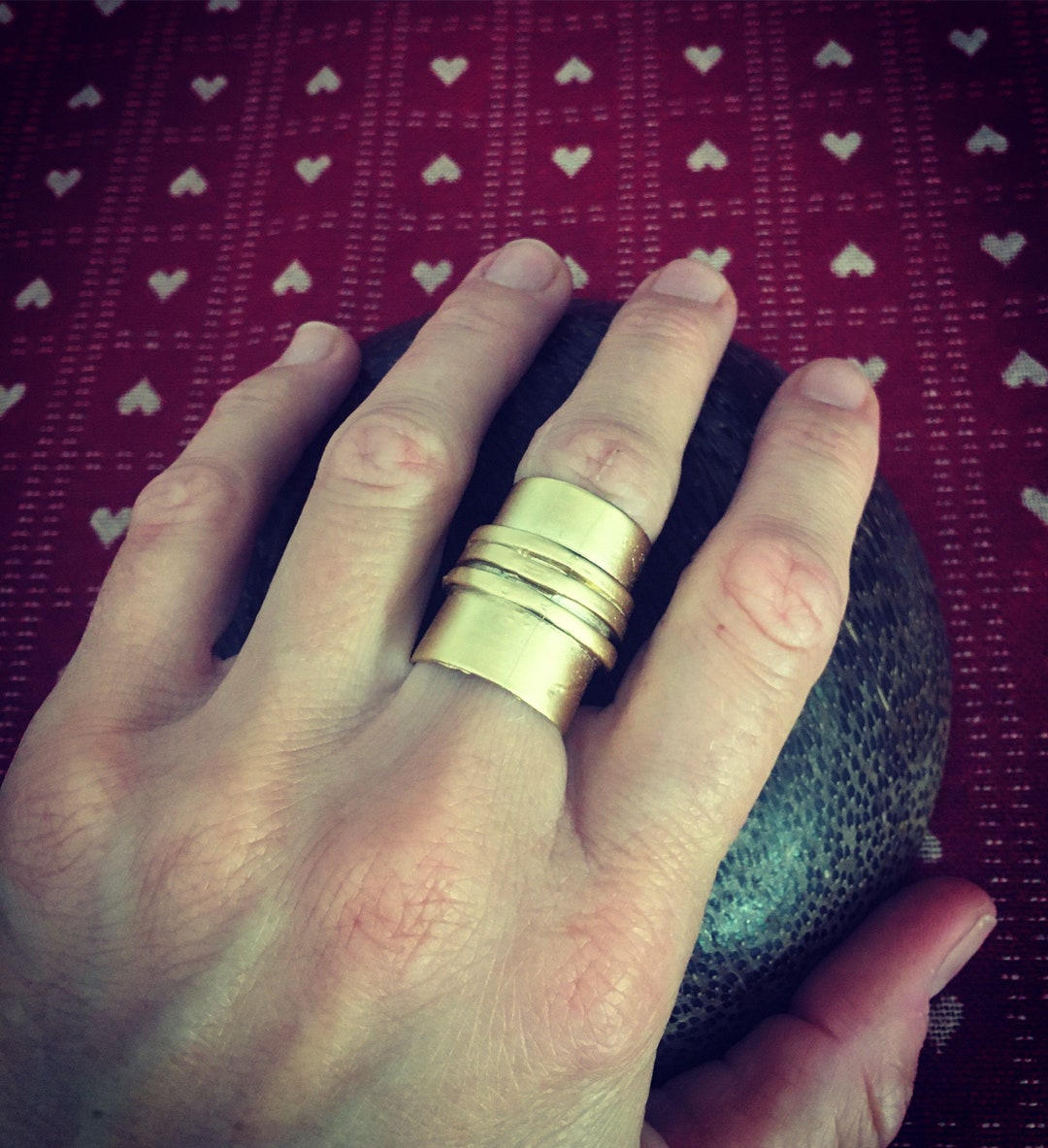 Avant-garde Band Ring With Three Strings, Zamak Silver Plated, Free ...