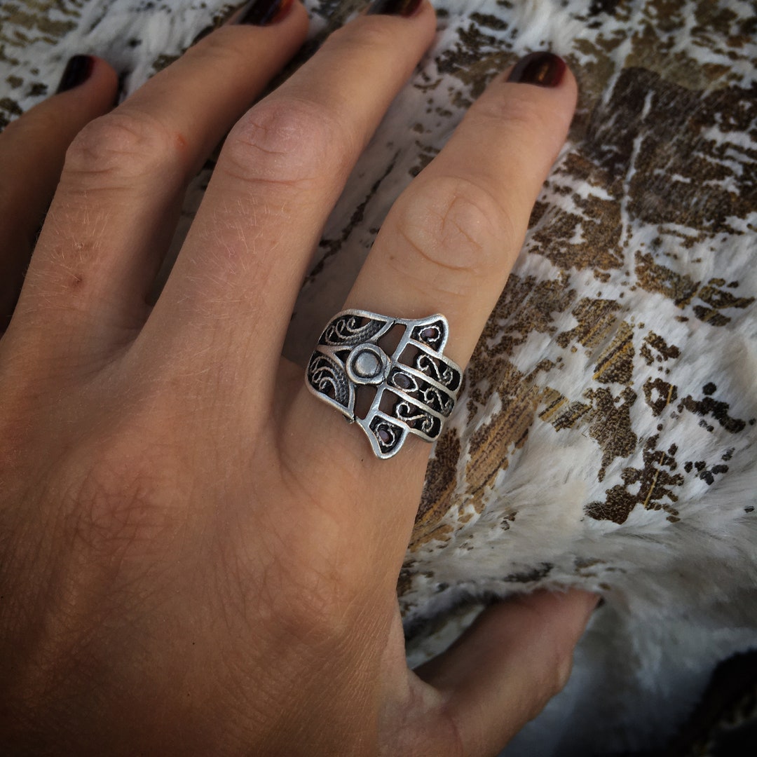 Anillo Mano Hamsa Fátima, plateado - Etsy México
