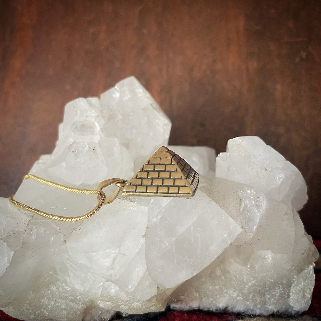 Pyramid Brass Pendant, 3D Pyramid Necklace - Etsy
