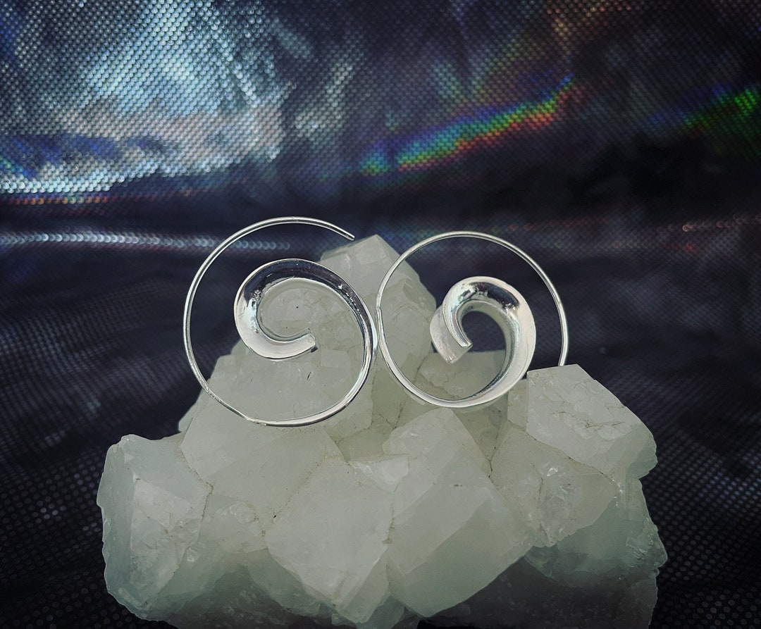 Sectio Aurea Thick Spiral Hoops Made in Shiny Sterling Silver 925 - Etsy