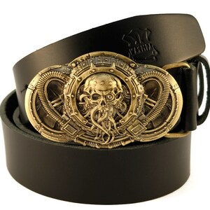 Leather Belt With Brass Buckle alien Steampunk - Etsy