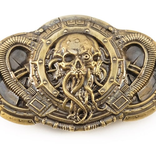Belt Buckle Alien Steampunk Skull UFO Belt Buckle Davy Jones | Etsy