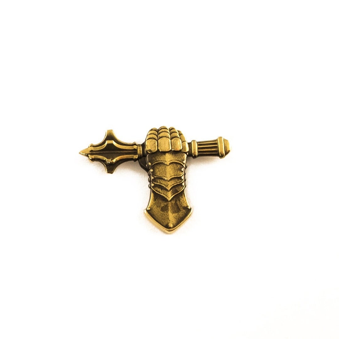 Lapel Pin Badge Brass Battle Gauntlet With Flanged Mace Medieval ...