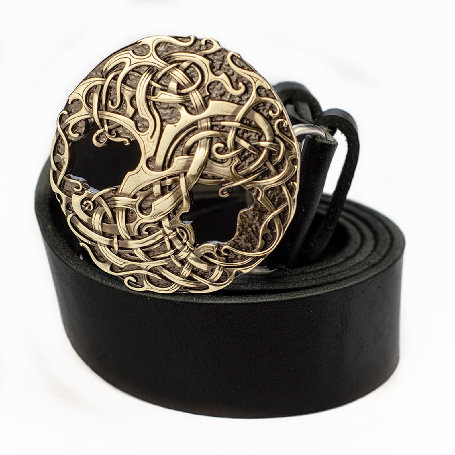 Leather Belt With World Tree Belt Buckle Scandinavian Nordic - Etsy