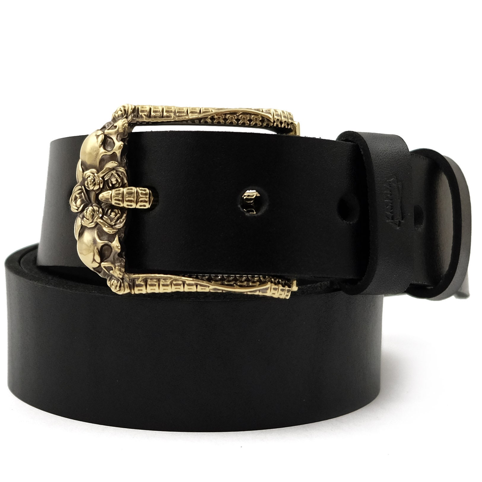 Belt Buckle Skulls and Roses Solid Brass Rectangular Belt - Etsy