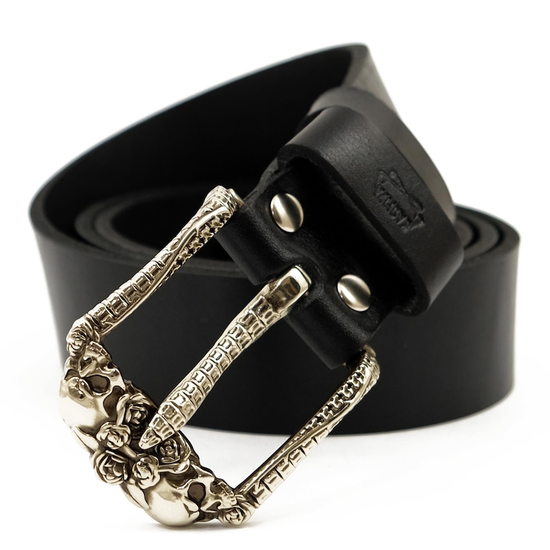 Skulls and Roses Buckle, Human Skulls Frame Solid German Silver Belt ...