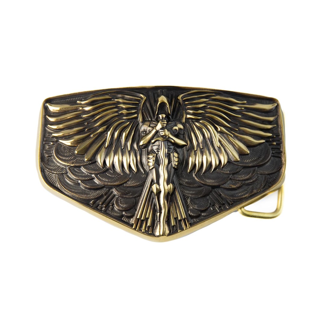 Archangel Michael Large Brass Belt Buckle, Saint Michael Christian ...