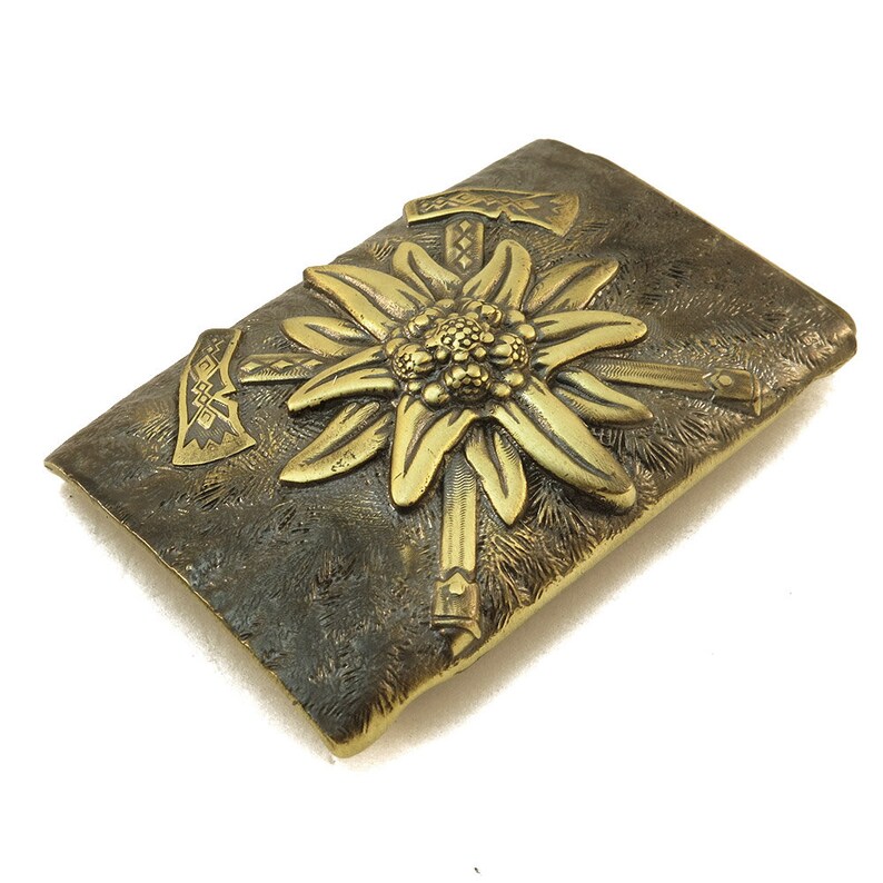 Leather Belt With Brass Belt Buckle Edelweiss Handmade Army - Etsy