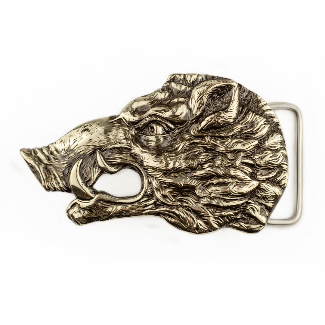 Belt Buckle German Silver Wild Boar Head, Handmade Hunter Trophy Wild ...