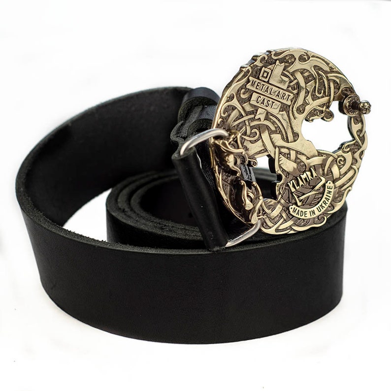 Leather Belt With World Tree Belt Buckle Scandinavian Nordic - Etsy