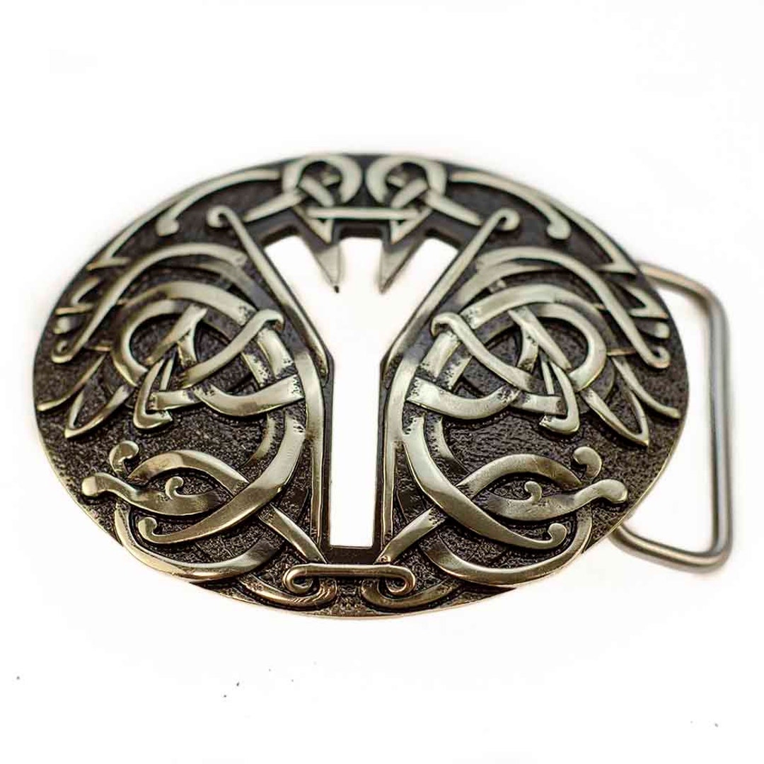 Algiz German Silver Belt Buckle, Life Rune, Old Norse Scandinavian ...