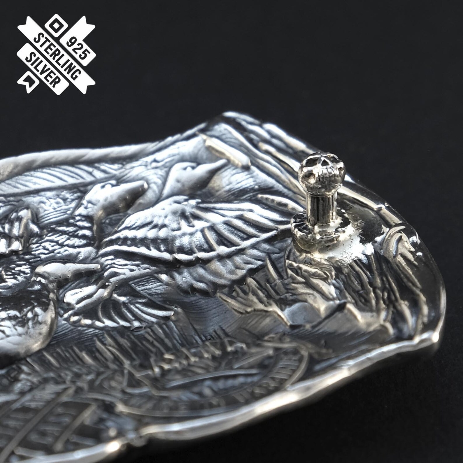 Duck Hunting Belt Buckle, Duck Hunting Season With Greyhounds Solid 925 ...