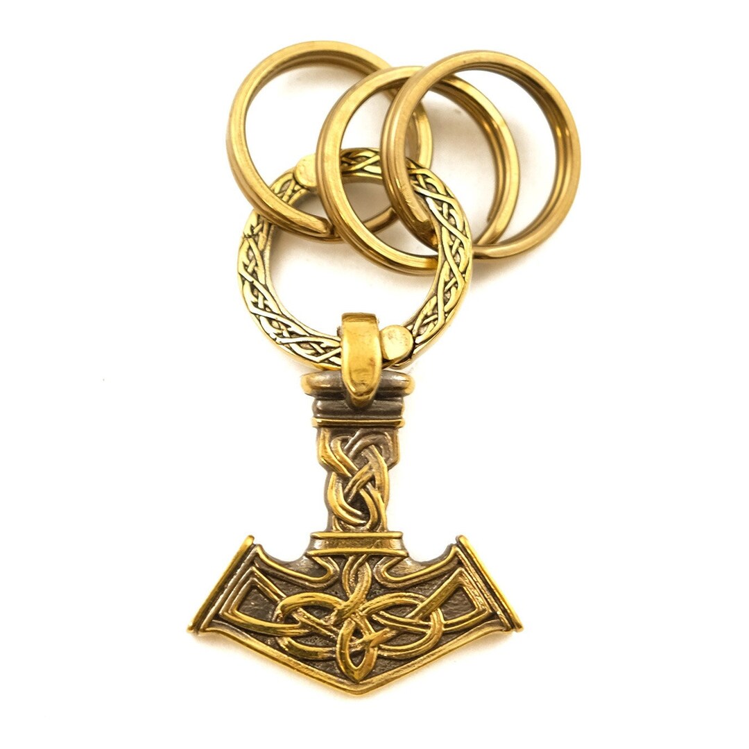 Mjolnir Keychain, Handmade Solid Brass Mjolnir Keychain, Scandinavian ...