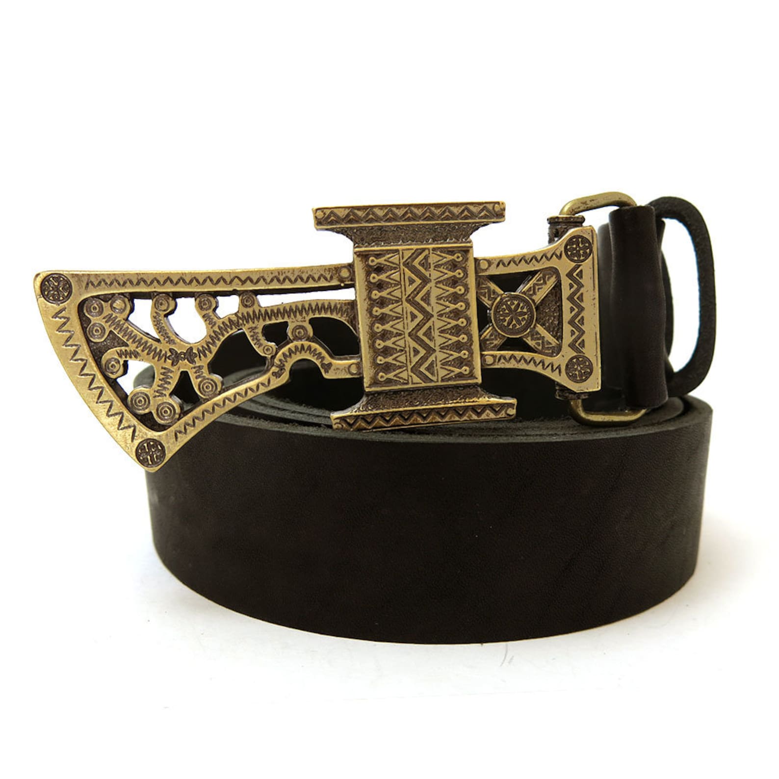 Runic Axe Belt Buckle, Medieval Military Weapon Ax Solid Brass Belt ...
