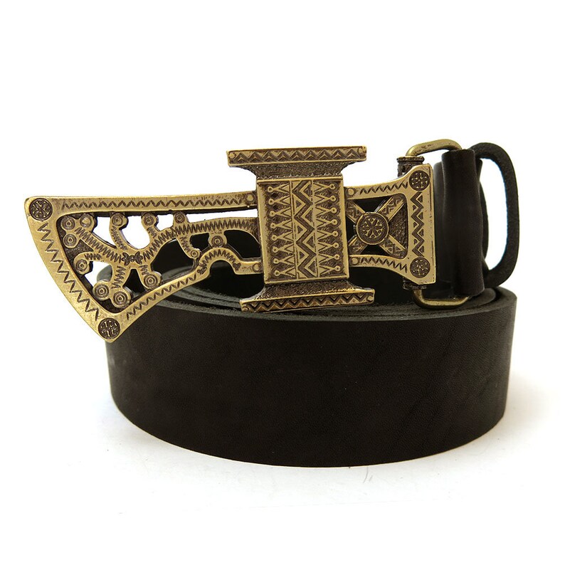 Runic Axe Belt Buckle, Medieval Military Weapon Ax Solid Brass Belt ...
