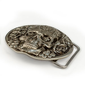 Santa Muerte German Silver Belt Buckle, Skull El Día De Muertos, the ...