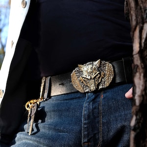 Leather Belt With Runic Wolf Buckle, Old Norse Scandinavian Viking ...