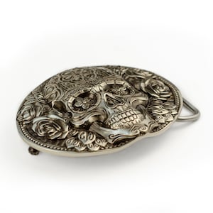 Santa Muerte German Silver Belt Buckle, Skull El Día De Muertos, the ...