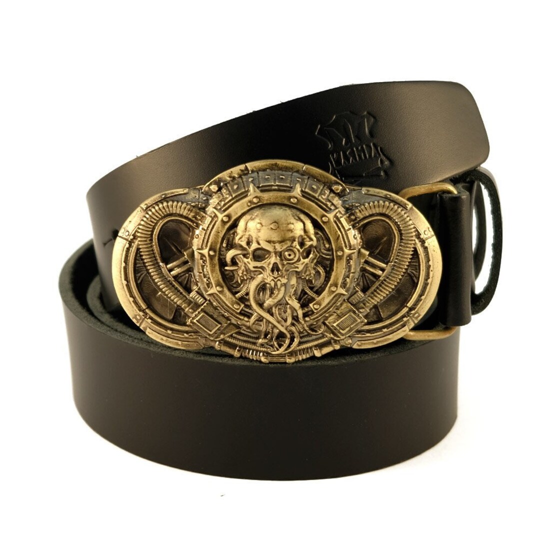 Leather Belt With Brass Buckle alien Steampunk - Etsy