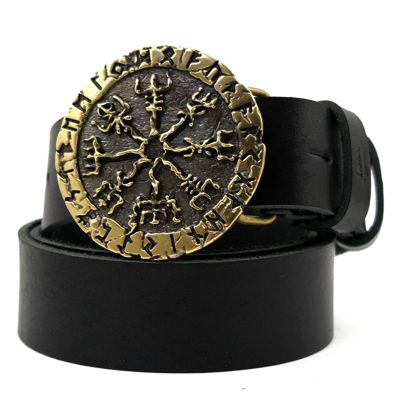 Vegvisir Belt Buckle Viking Compass Solid Brass Belt Buckle - Etsy