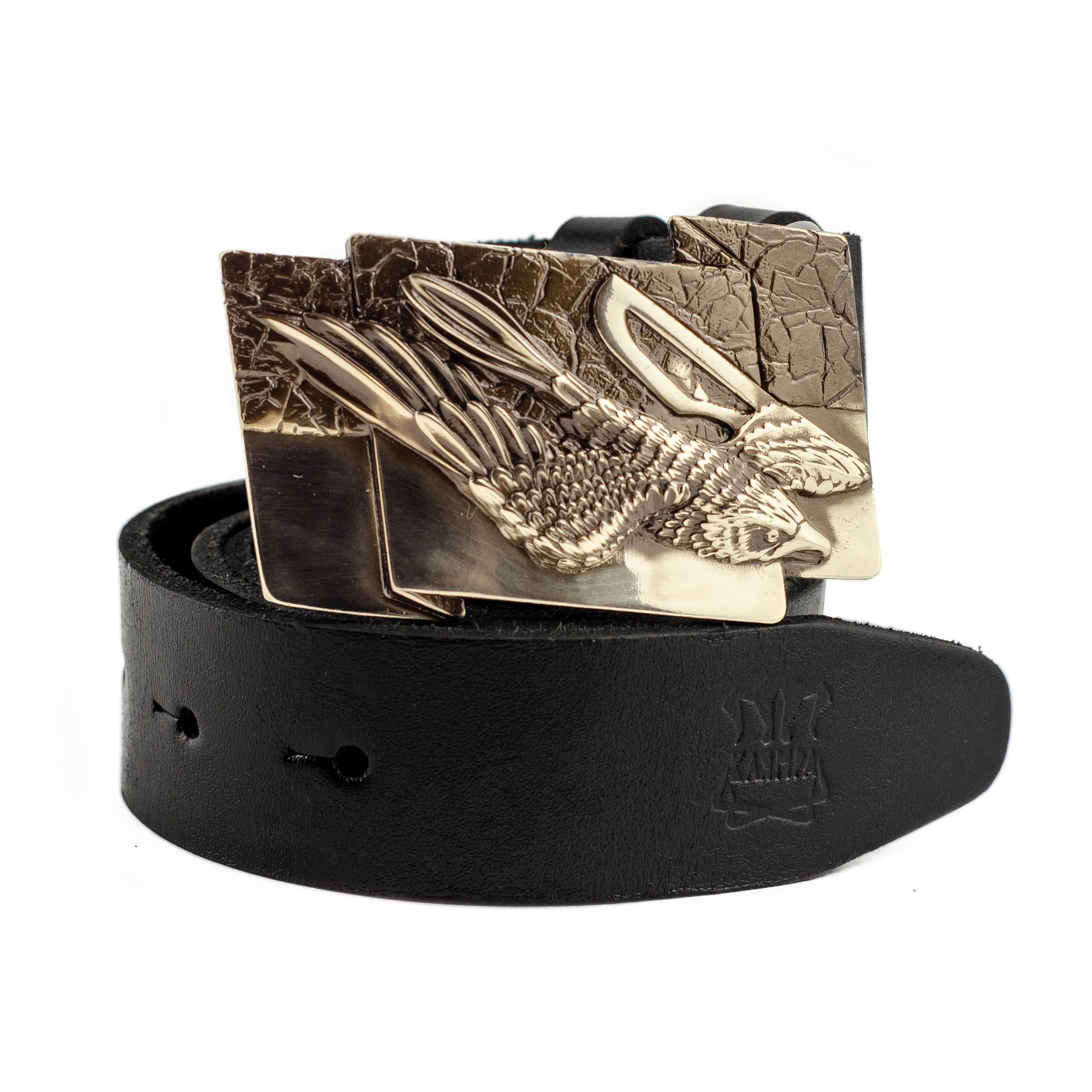 Leather Belt With Free Bird Buckle, Handmade Hunting Falcon Ukrainian ...