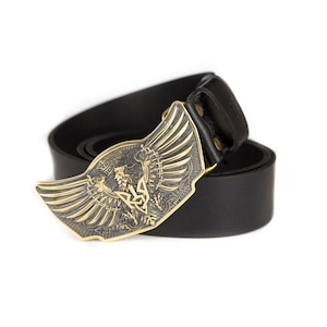 Solid Brass Belt Buckle Eagle With Sword, Handmade Heraldic Eagle ...