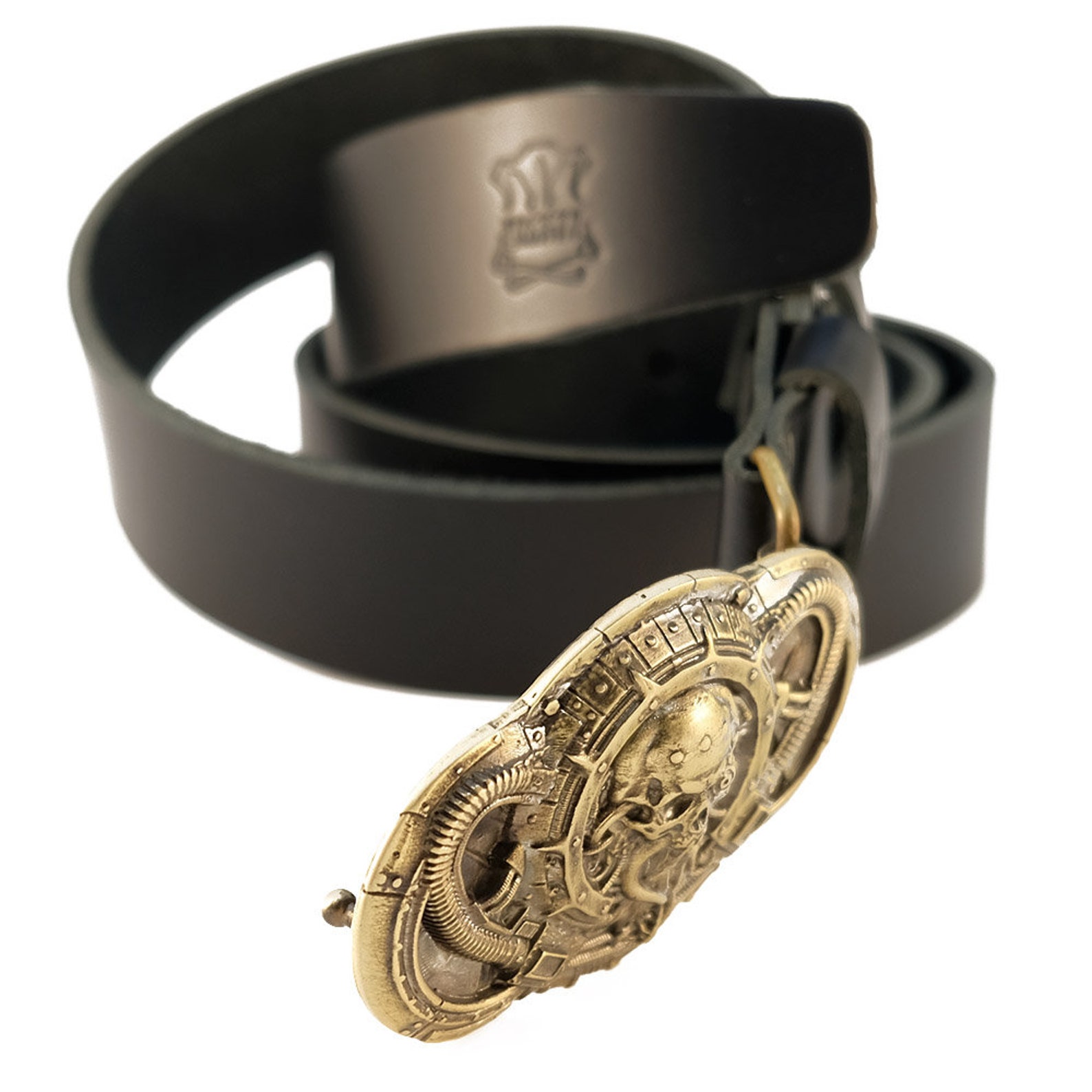 Leather Belt With Brass Buckle alien Steampunk | Etsy