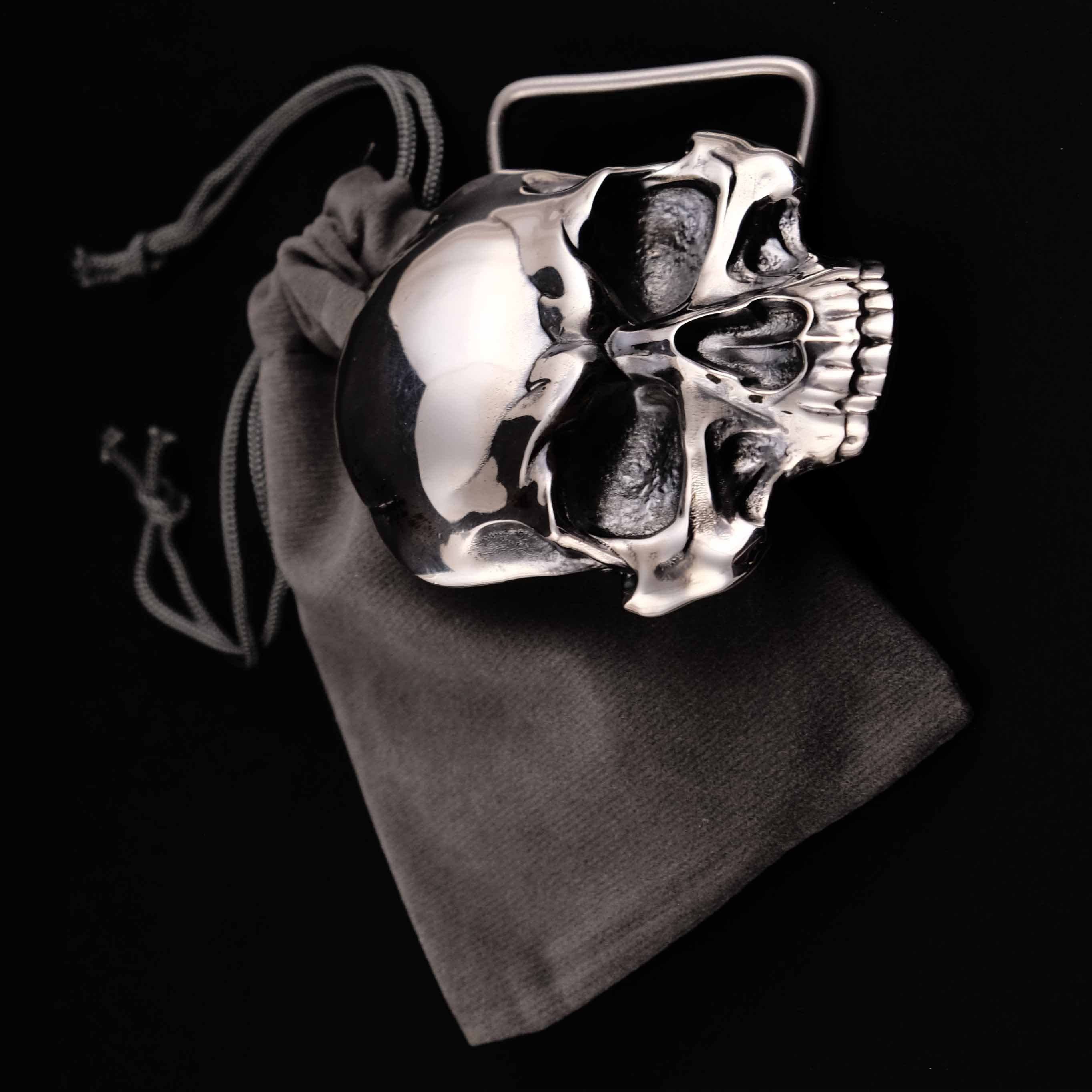 Skull Belt Buckle, Human Skull Solid Silver Belt Buckle, 925 Sterling ...