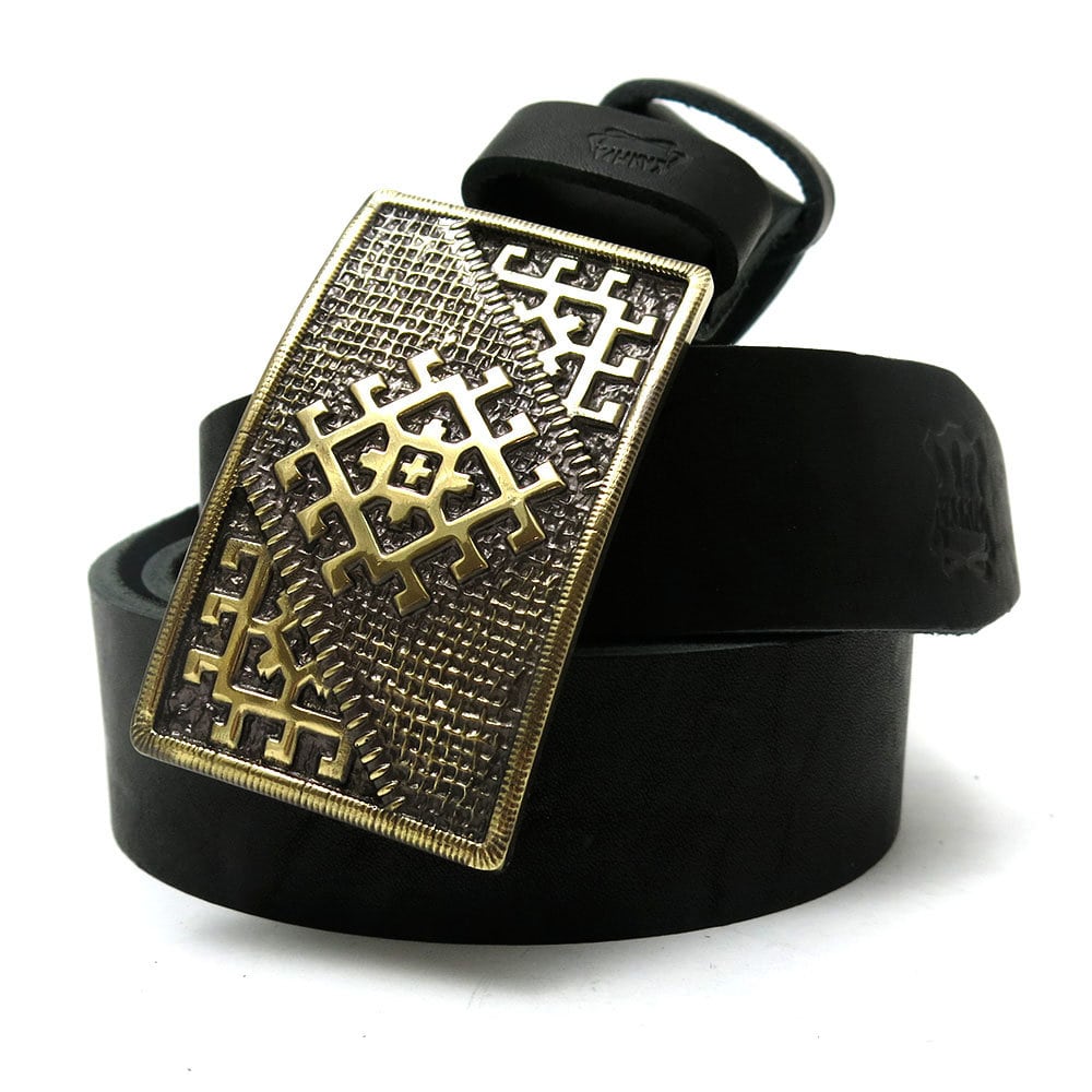 Leather Belt With Ancient Sun Belt Buckle Antient | Etsy