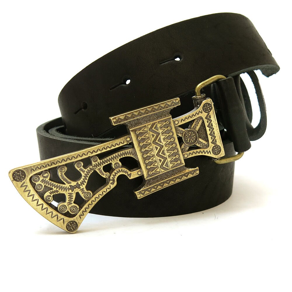 Runic Axe belt buckle Medieval military weapon ax solid brass | Etsy