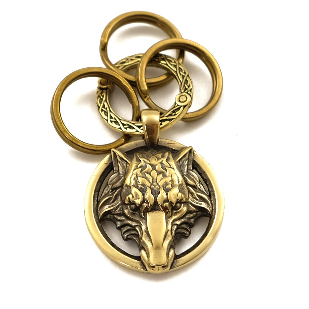 Wolf Keychain Fenrir, Handmade Fenrir Keychain, Solid Brass ...