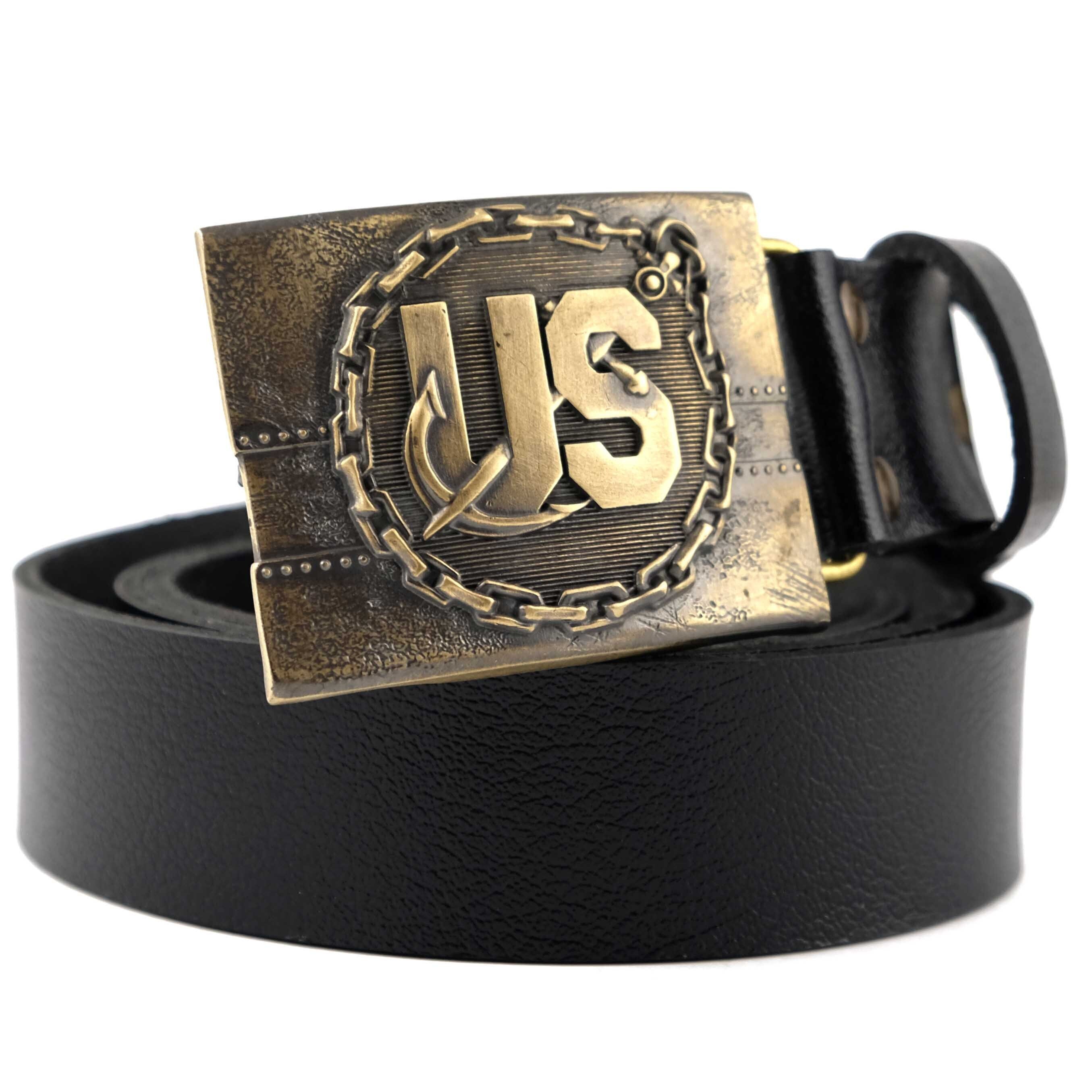 Leather Belt With the United States Navy USN Belt Buckle - Etsy