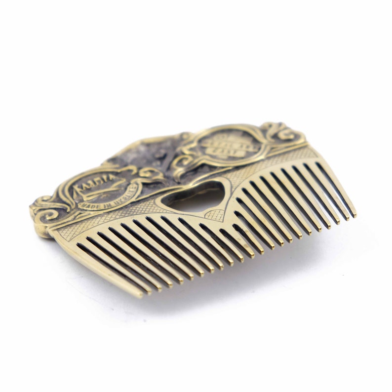 Solid Brass Beard Comb Bearded Skull Metal Male Beard Comb - Etsy