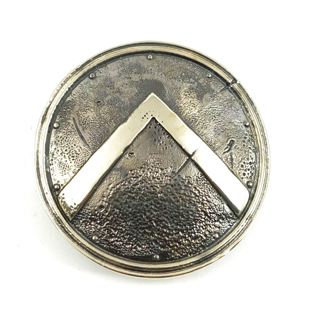 Solid German Silver Belt Buckle Spartan Shield, Ancient Military Greece ...