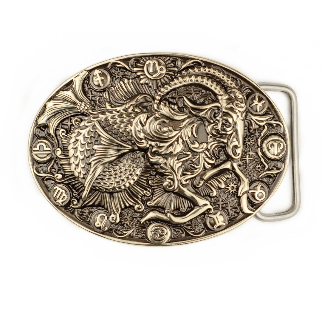 Capricorn German Silver Belt Buckle, Capricorn Sea Goat Horoscope ...